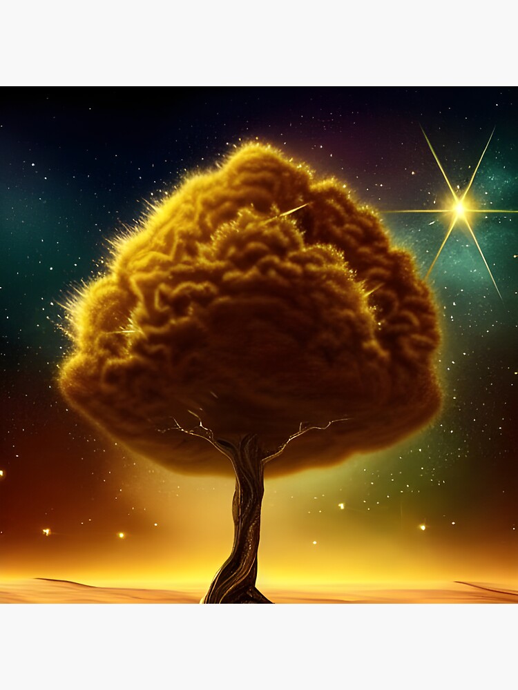 "Tree in space generated by artificial intelligence" Sticker for Sale ...
