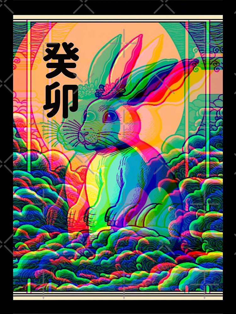 "Trippy Easter Water Rabbit - Mizunoto (癸卯 in Japanese)" Poster for ...