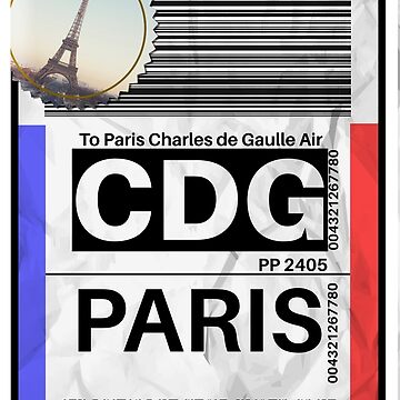 "CDG Luggage Airport Label Paris Charles de Gaulle Airport" Sticker for ...