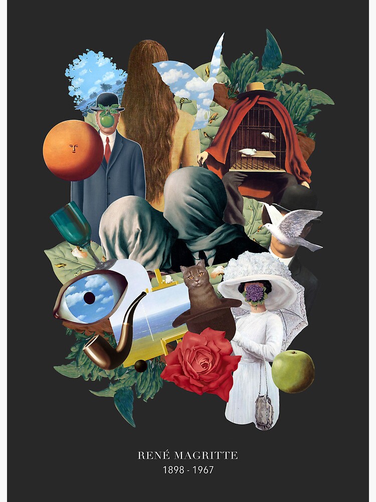 "Magritte Surrealist Art Collage" Art Board Print for Sale by ...