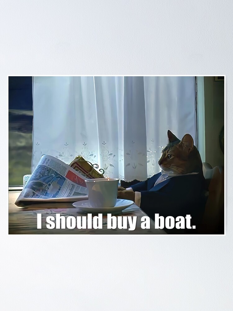 "HQ I Should Buy A Boat Cat Reading Newspaper Meme" Poster for Sale by ...