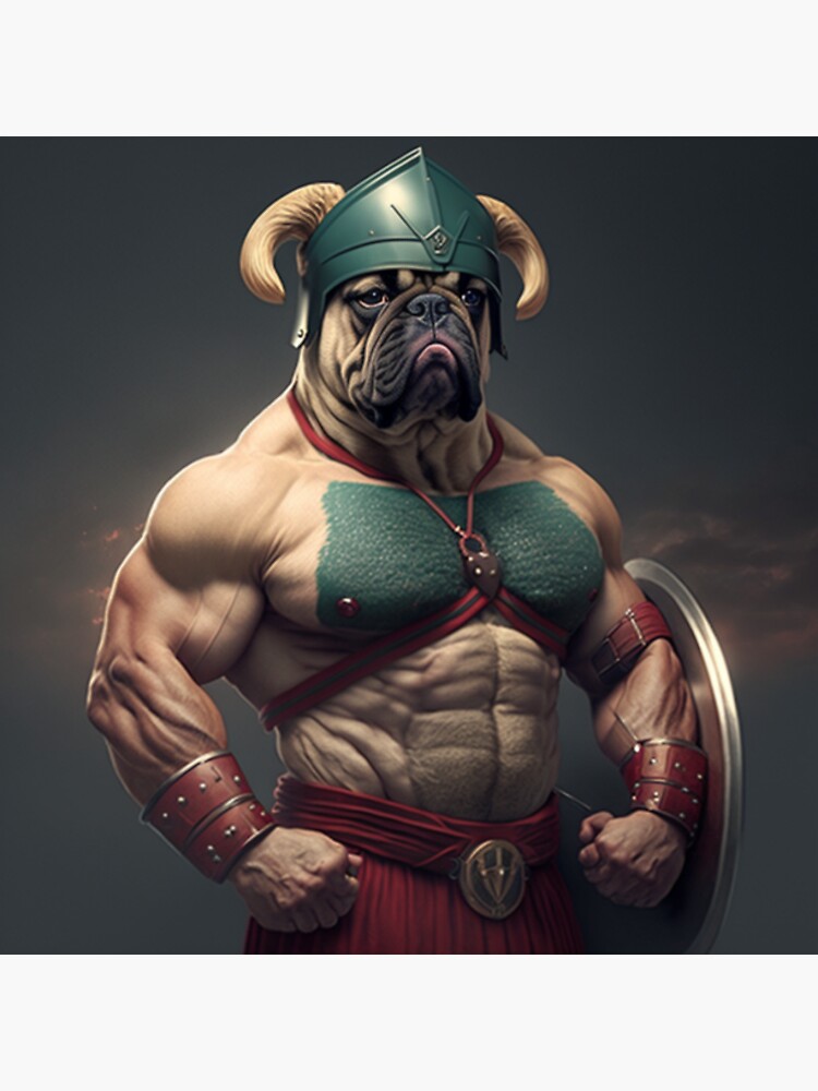 "Pug Warrior Dog Poster Dog Sticker" Sticker for Sale by puglifemerch ...