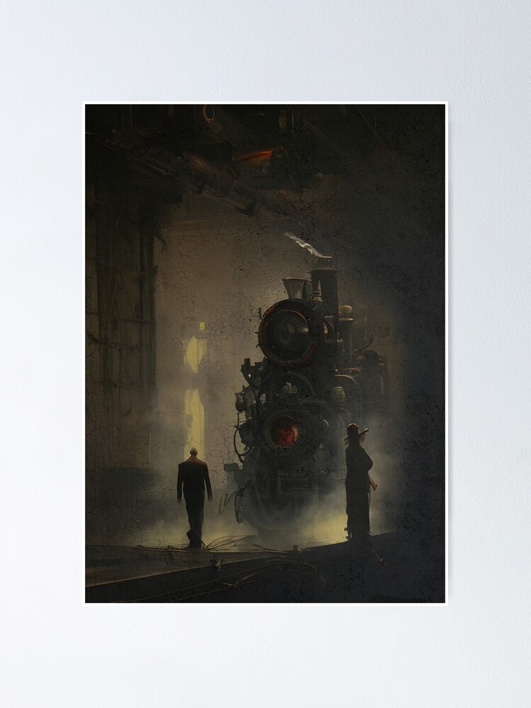 "Steam Train Dystopian Last Goodbye" Poster for Sale by PinkOliveCreate ...