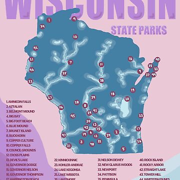 "Wisconsin State Parks Map" Poster for Sale by nicmarbuc | Redbubble