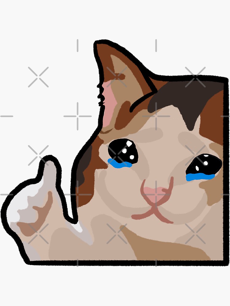 "Sad Cat Meme Cartoon" Sticker for Sale by travelinmaddy | Redbubble
