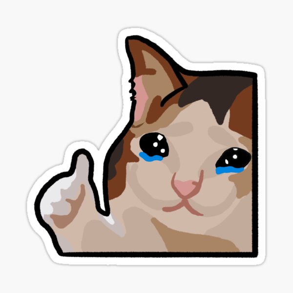 "Sad Cat Meme Cartoon" Sticker for Sale by travelinmaddy | Redbubble