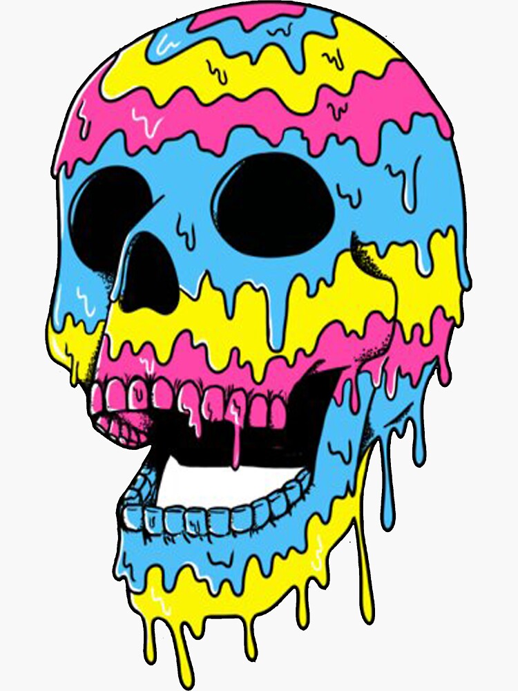 "Melting Rainbow Skull Melting Rainbow Skull subtronics " Sticker for ...