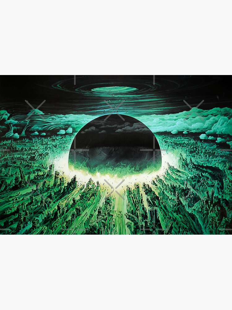 "Akira cyberpunk city explosion poster b1 green" Sticker for Sale by ...