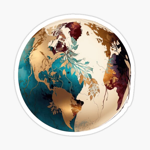 "Bohemian Globe with Gold Color Pop" Sticker for Sale by FreeSpirit ...