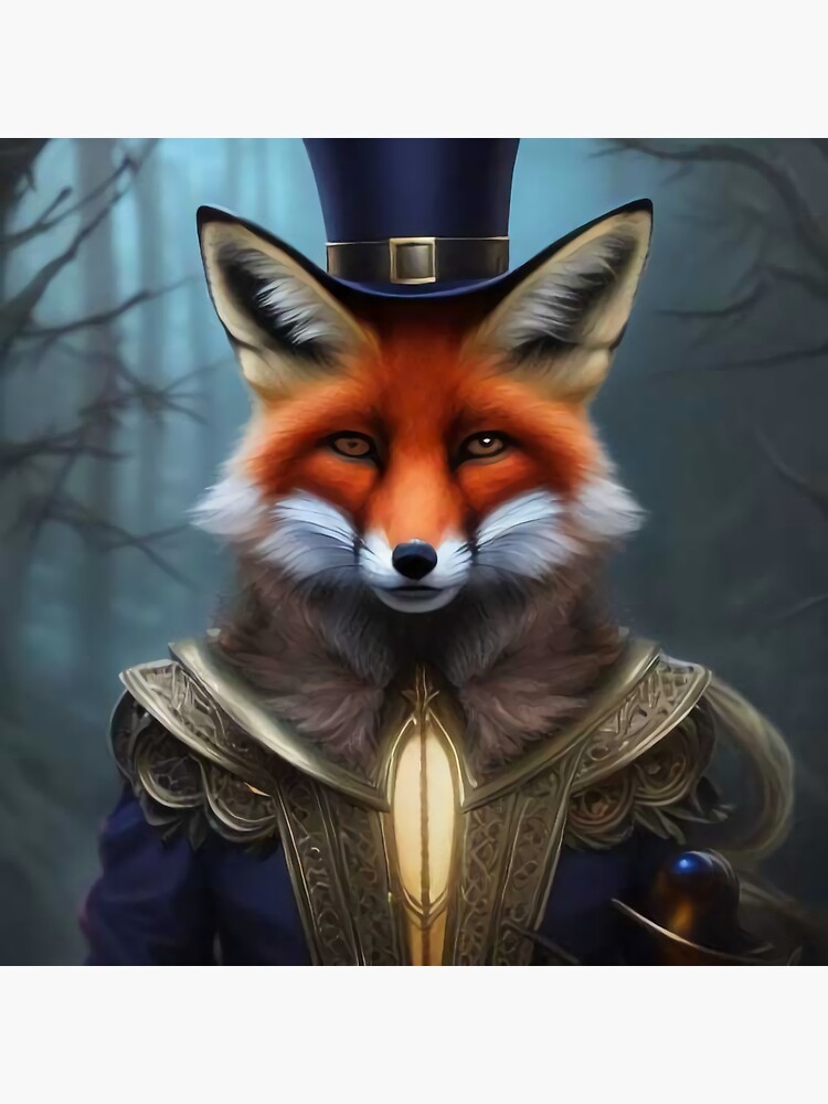 "Artistic Detailed Portrait of Fox Magician, Digital art" Sticker for ...