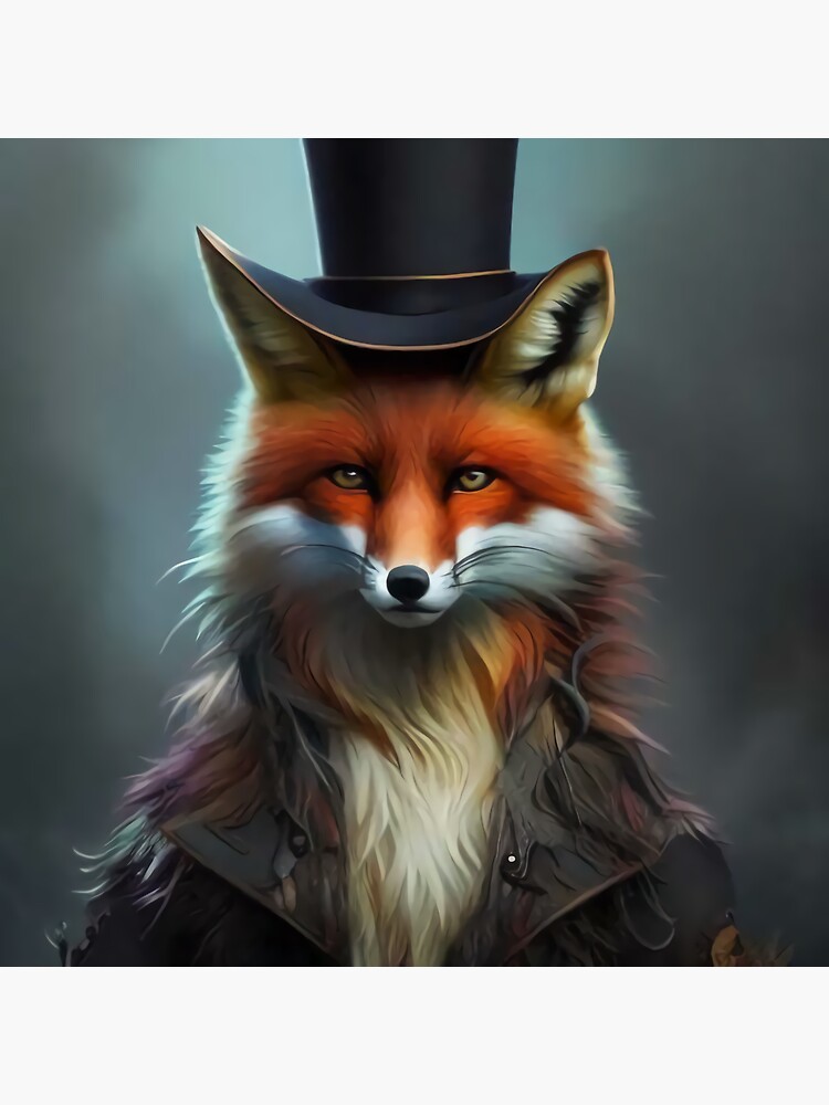"Artistic Detailed Portrait of Fox Magician, Digital art" Sticker for ...