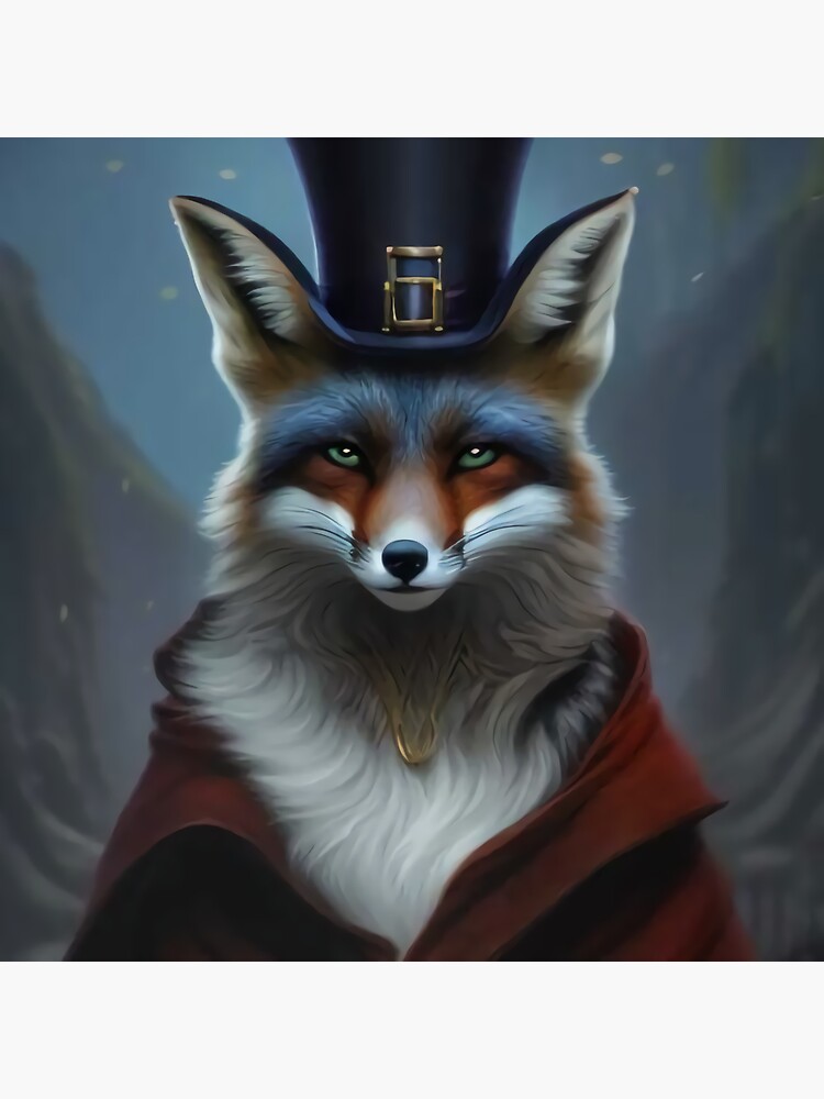 "Artistic Detailed Portrait of Fox Magician, Digital art" Sticker for ...