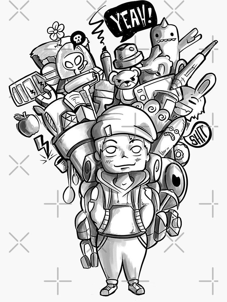 "Toytopia: A Boy and his Overstuffed Backpack" Sticker for Sale by ...