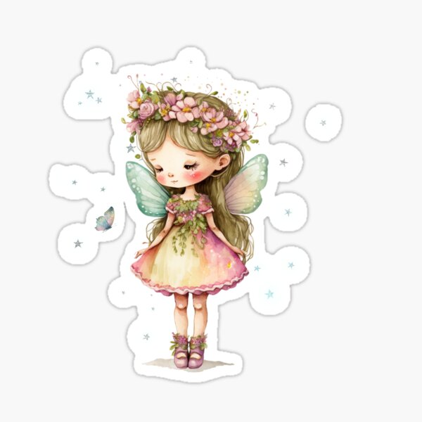 "Cute Little Magical Fairy Girl And Stars" Sticker for Sale by ...