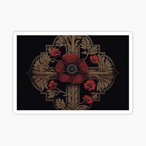 "Poppies And A Cross - Remembrance" Sticker for Sale by AIWarArt ...