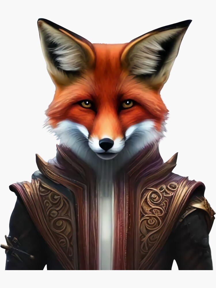 "Artistic Detailed Portrait of Fox Magician, Digital art" Sticker for ...