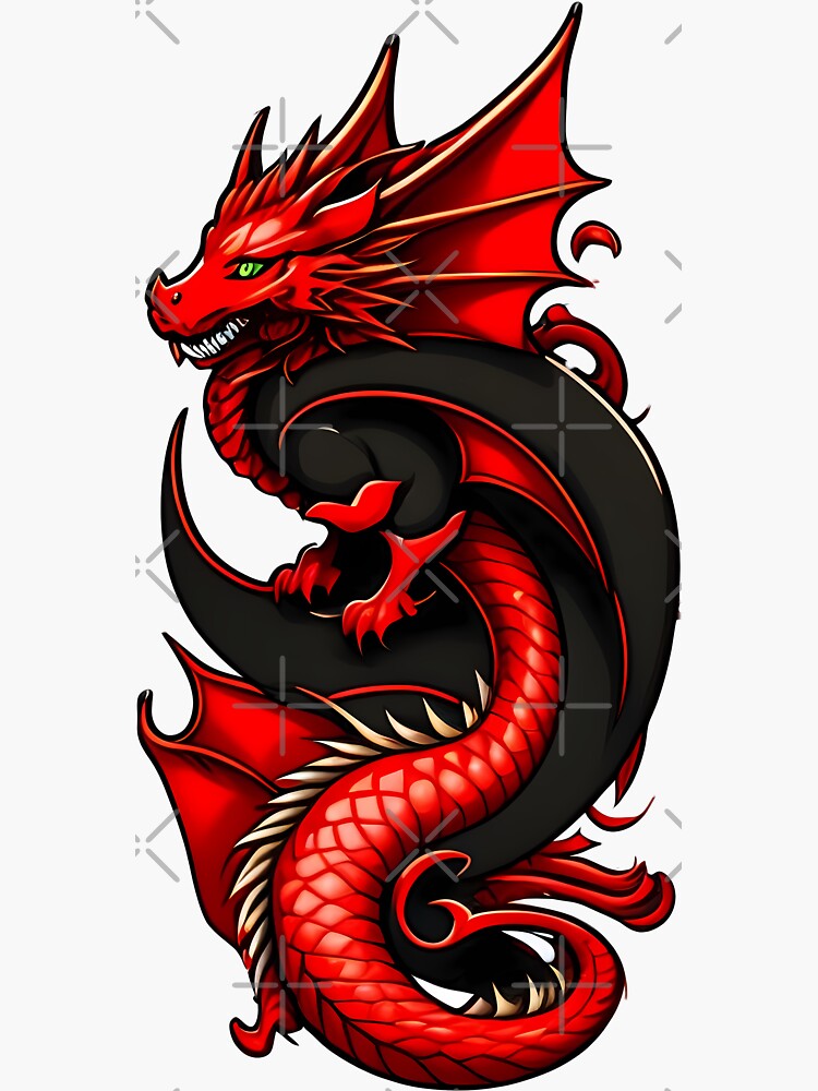 "Red Dragon Art - Cool Anime Style Manga Legendary Animals Illustration ...