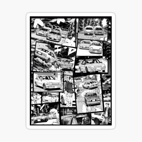 "Initial D - Manga Wall Design Collage (NEW VERSION 1) T-Shirt Sticker ...