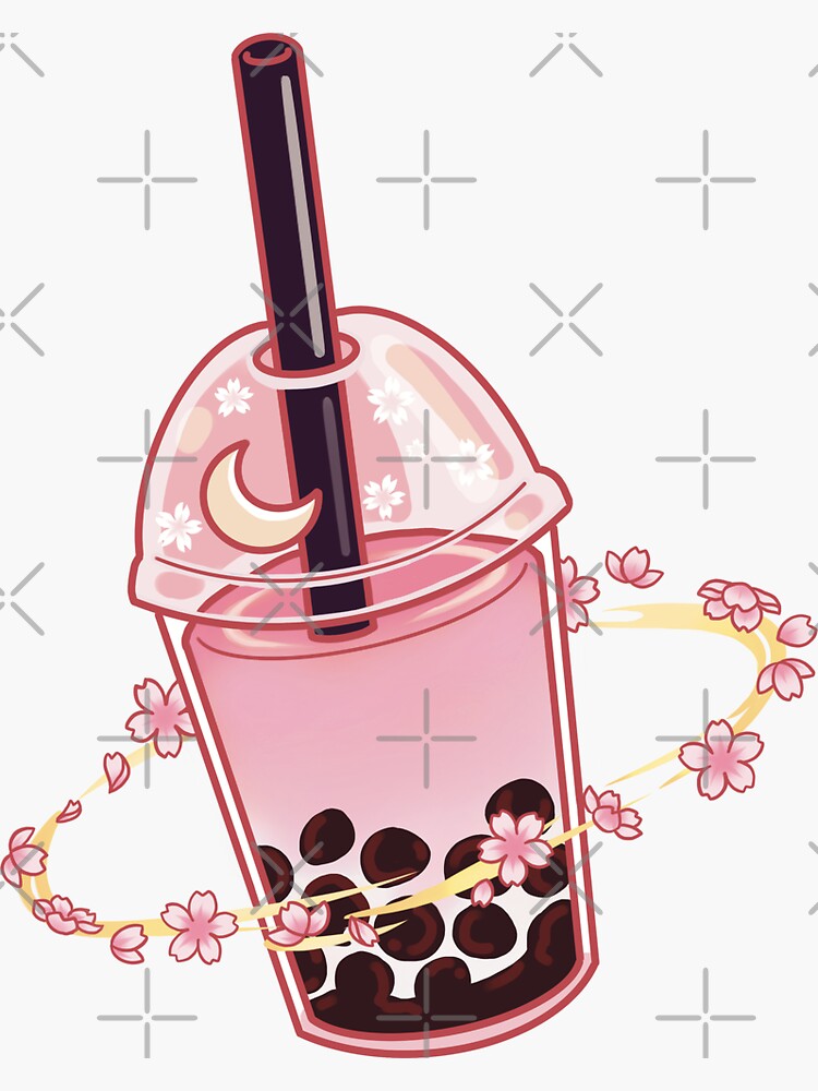"Sakura Cherry Blossom Boba Milk Tea" Sticker for Sale by DailyBobaFeed ...