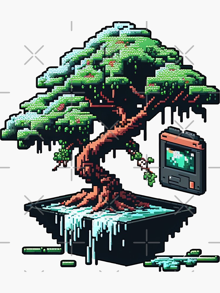 "8 Bit Bonsai" Sticker for Sale by RoninCreator | Redbubble