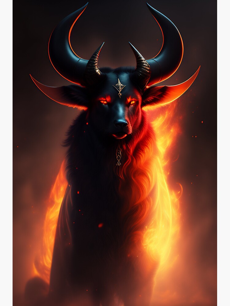"AI Generated Art - Fire Bull" Sticker for Sale by DominicAi | Redbubble