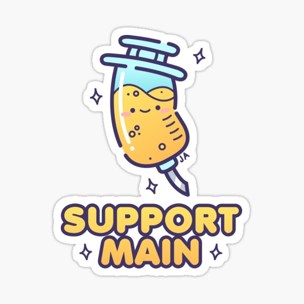 "Support Main Gamer Cute Cartoon Syringe" Sticker for Sale by ...