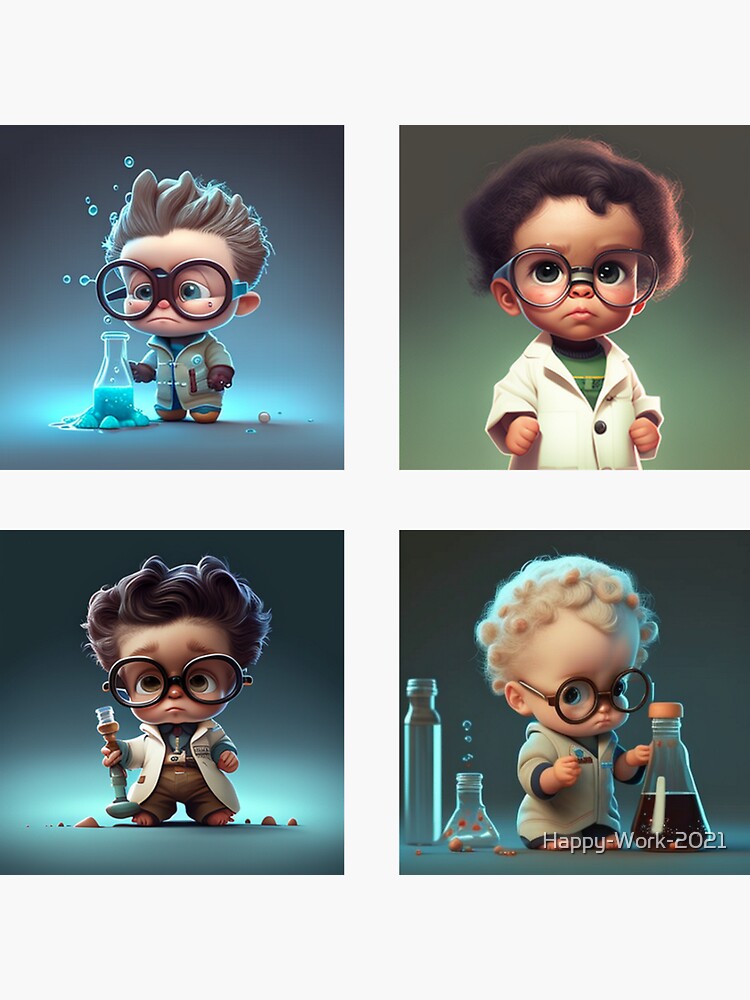 "Cute Scientist Babies / Research / Cool & Funny / Sticker Pack#1 ...