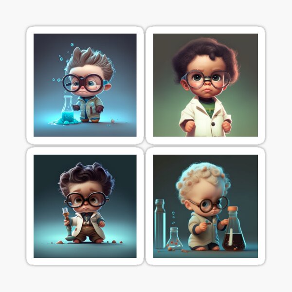 "Cute Scientist Babies / Research / Cool & Funny / Sticker Pack#1 ...