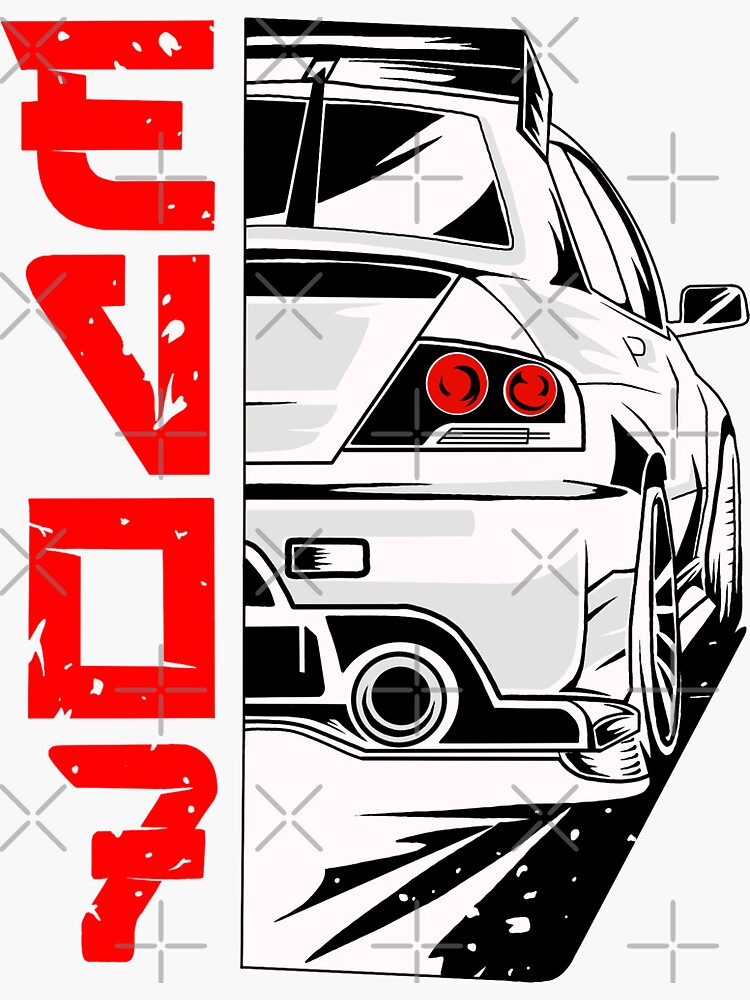 "Mitsubishi Lancer Evolution VII Design" Sticker for Sale by ...