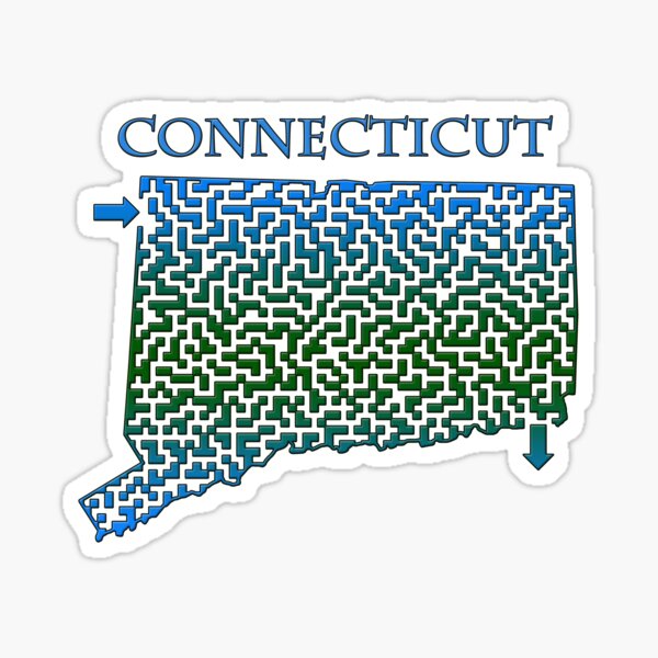 "Connecticut State Outline Maze & Labyrinth" Sticker by gorff | Redbubble