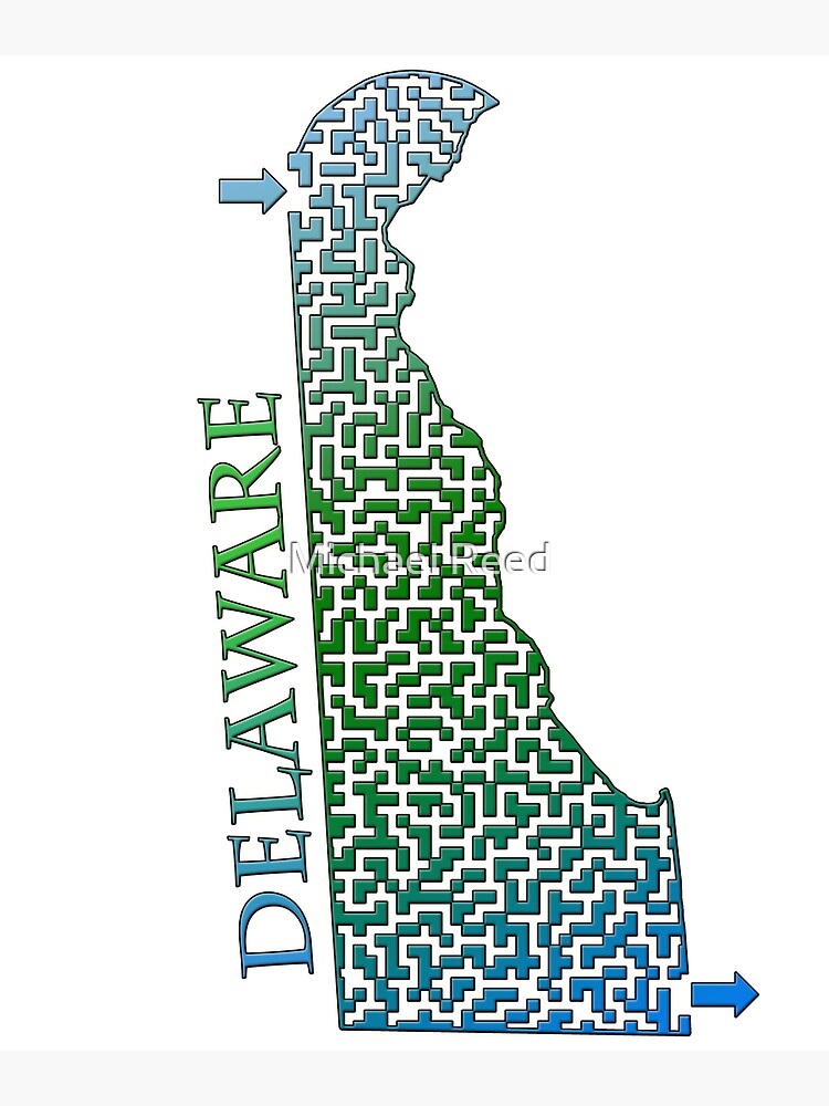 "Delaware State Outline Colorful Maze & Labyrinth" Art Print for Sale ...