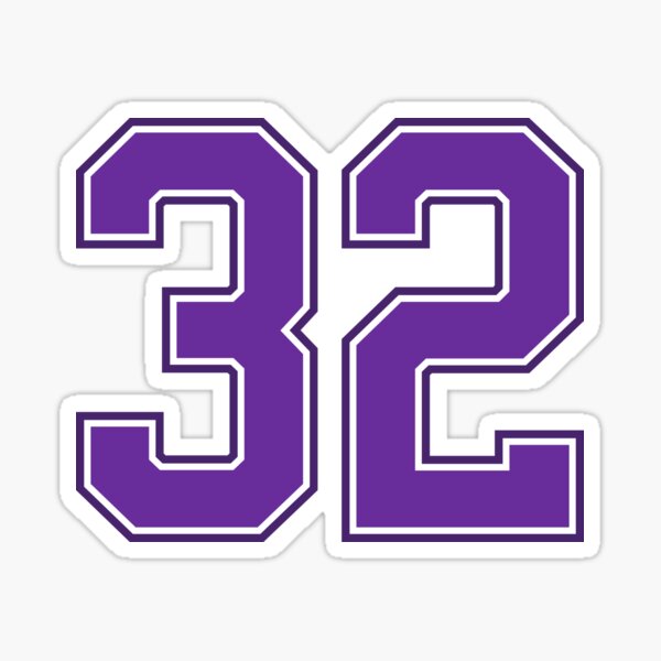 "Purple Number 32 lucky sports jersey thirty two" Sticker for Sale by ...