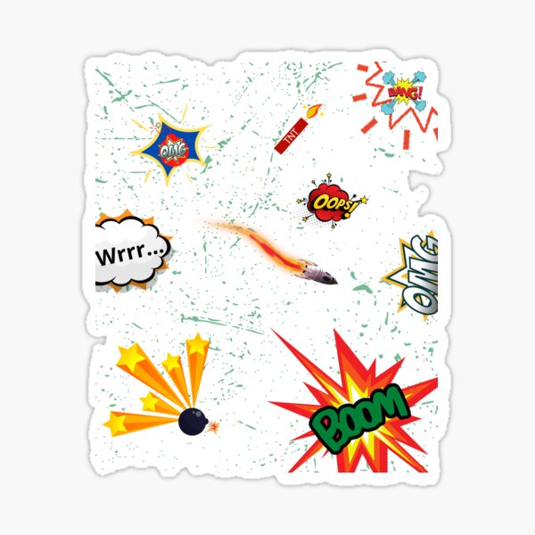 "BOOM BANG OOPS WRRR.....cartoon explosion" Sticker for Sale by ...