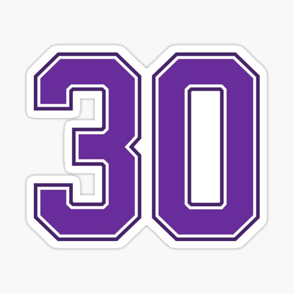"Purple Number 30 lucky sports jersey thirty" Sticker for Sale by ...