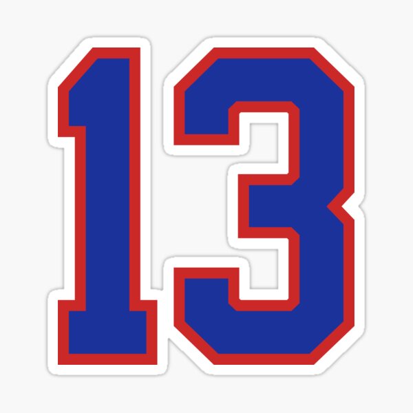 "Number 13 blue red sports jersey thirteen" Sticker for Sale by ...