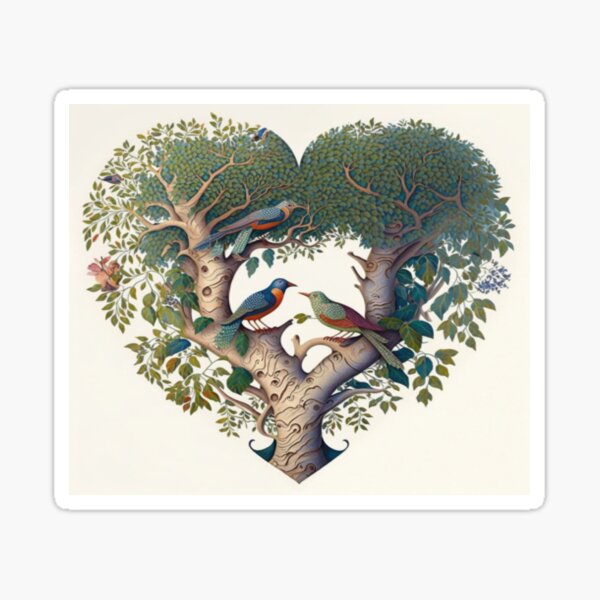 "Birds and tree illustration " Sticker for Sale by myfavdesigns | Redbubble