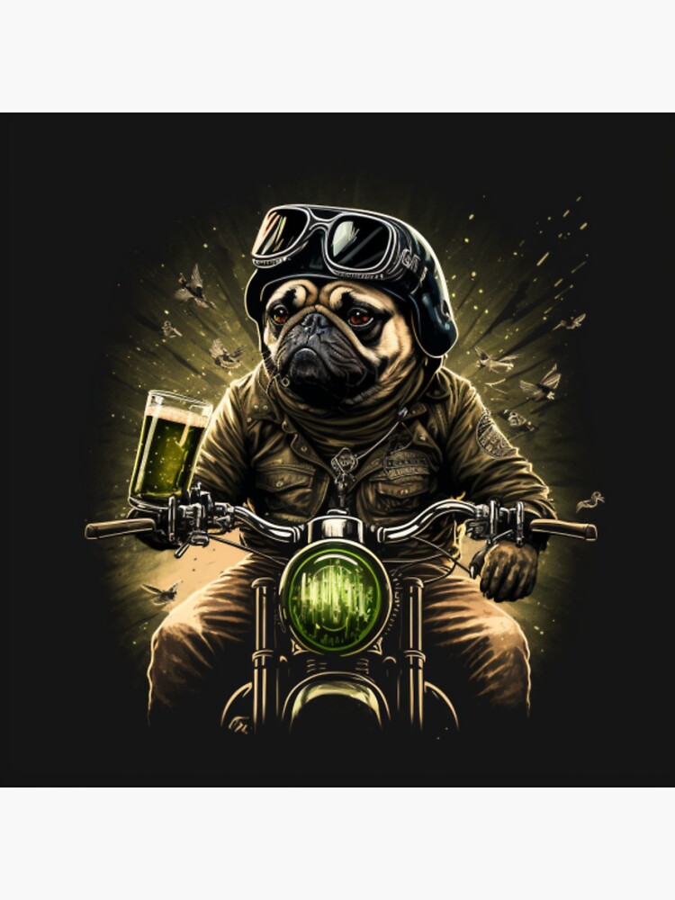"Pug riding motorcycle - Pug Poster Dog Sticker" Sticker for Sale by ...