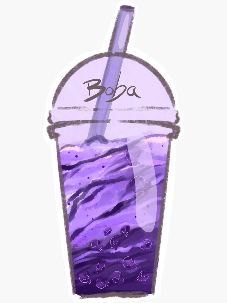 "Skull Lavender Bubble Tea" Sticker for Sale by shaiillus | Redbubble