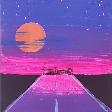 "80s desert road" Sticker by MorganeGigiArt | Redbubble