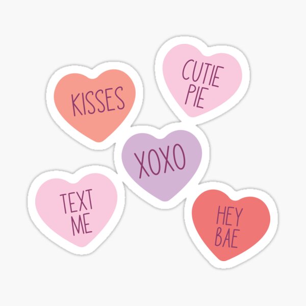 "Valentines Day Love Hearts " Sticker for Sale by MsKittyStickers ...