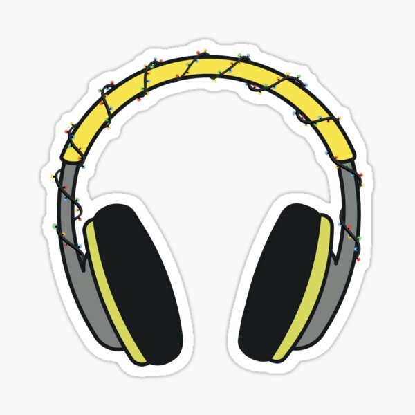 "Bright Yellow Headphones with Fairy Lights" Sticker for Sale by tiggo ...