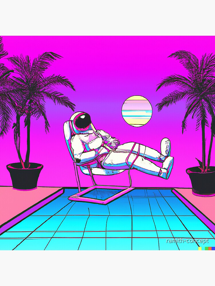 An Astronaut Lounging In A Tropical Resort In Space Sticker For Sale