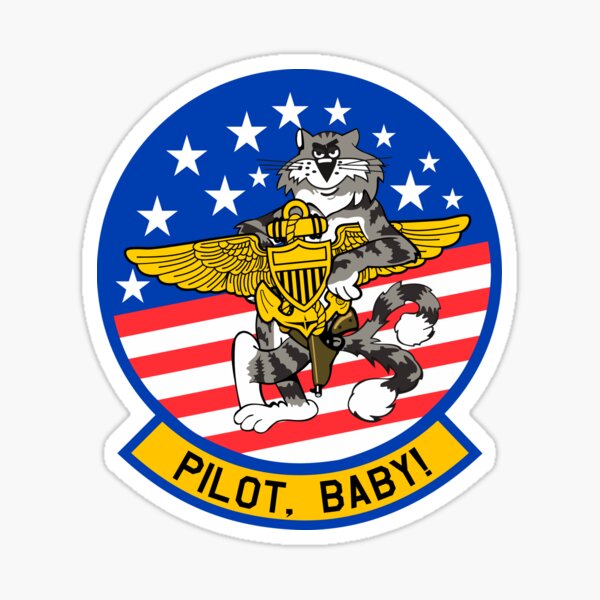 "F-14 Tomcat - Pilot, Baby! Clean Style" Sticker for Sale by ...