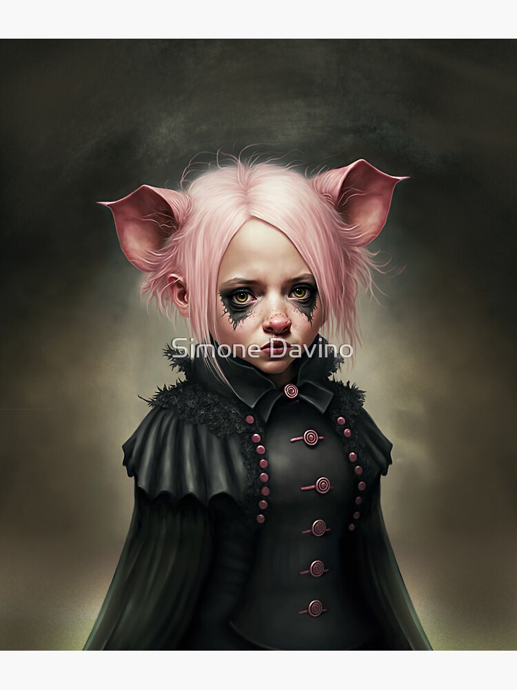 "Cute little piglet goth girl" Sticker for Sale by SimoneDavino | Redbubble