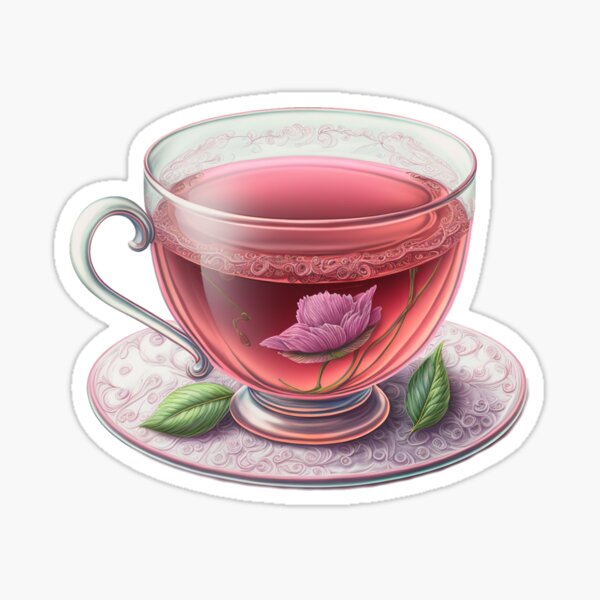 "Pink Tea Cup" Sticker for Sale by AxeWave | Redbubble