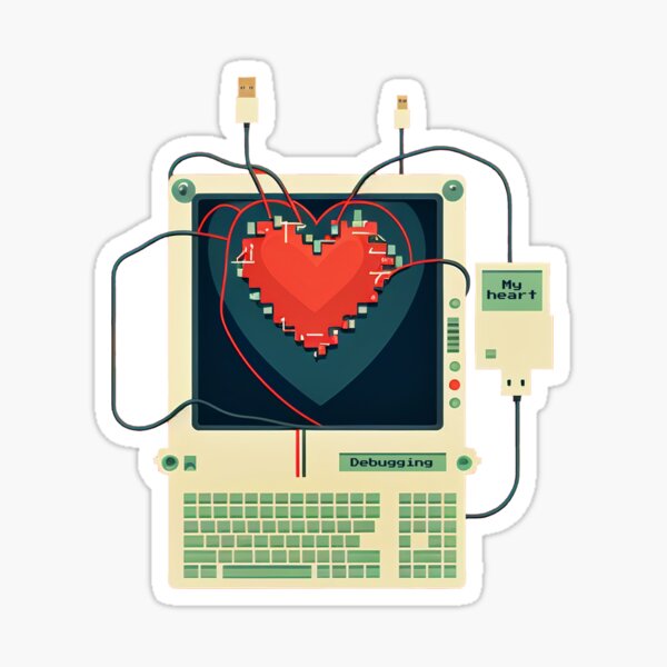 "Debugging my heart" Sticker for Sale by SMCLN | Redbubble