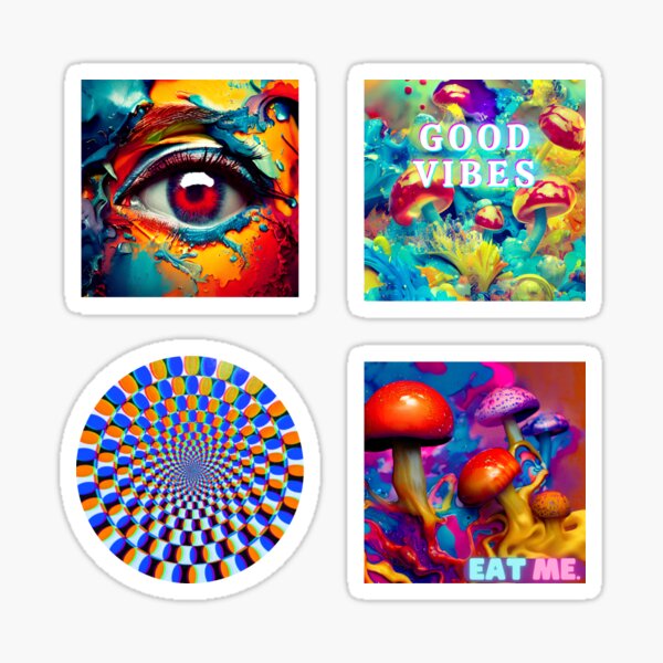 "Vivid, psychedelic, sticker pack pattern design." Sticker for Sale by ...