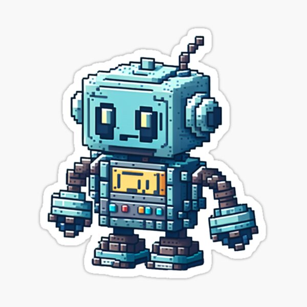 "Pixel Art Blue Robot" Sticker for Sale by 8Bit-Pixel | Redbubble