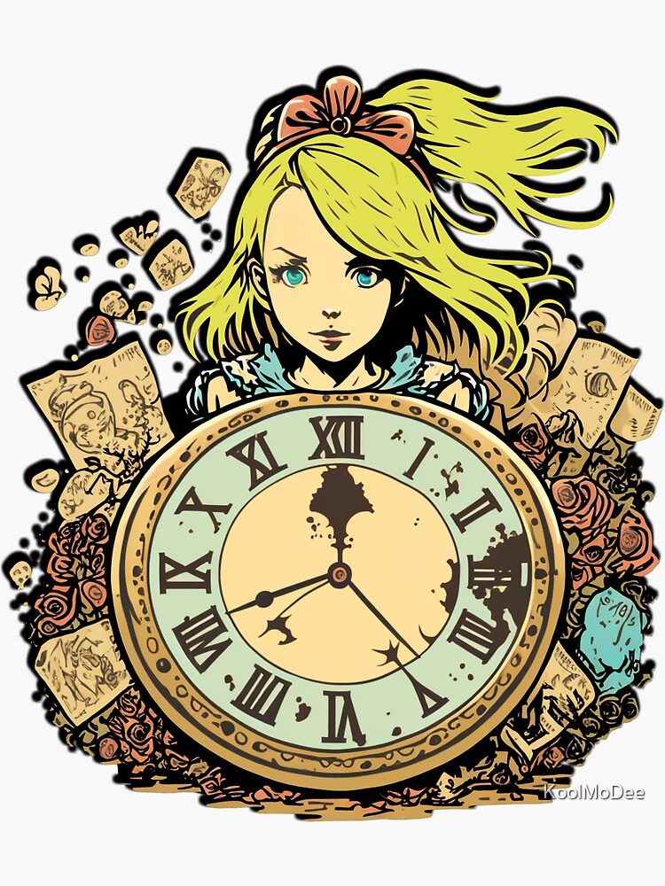 "Futuristic Alice & Clock" Sticker for Sale by KoolMoDee | Redbubble
