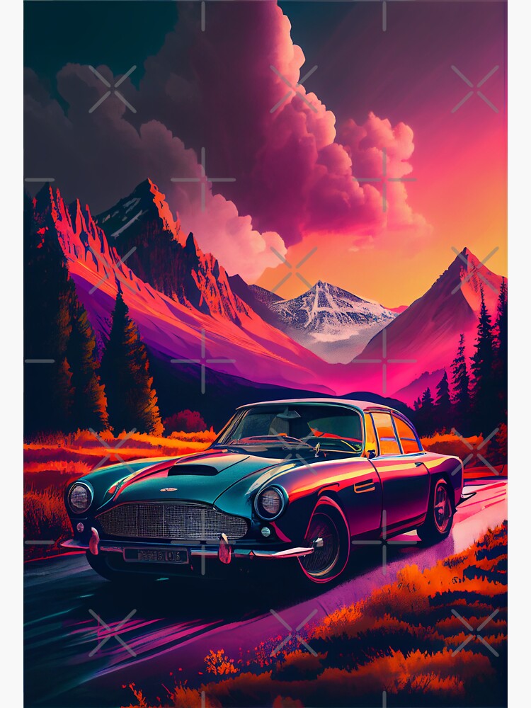 "Aston Martin DB5 Car Beautiful Painting Illustration" Sticker for Sale ...